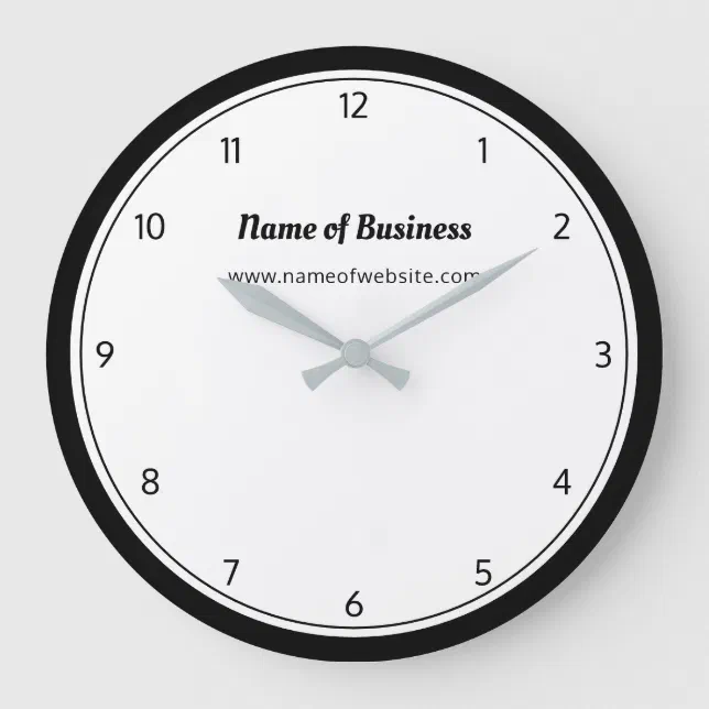 Modern Black and White Plain Simple With Numbers Large Clock | Zazzle