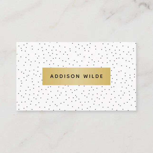 Modern Black And White Polka Dot Pattern Chic Gold Business Card | Zazzle