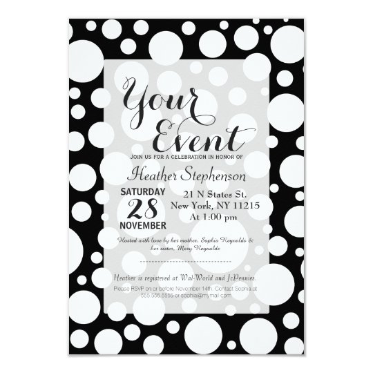 Modern Black and White Polka Dot Pattern Invitation | Zazzle.com