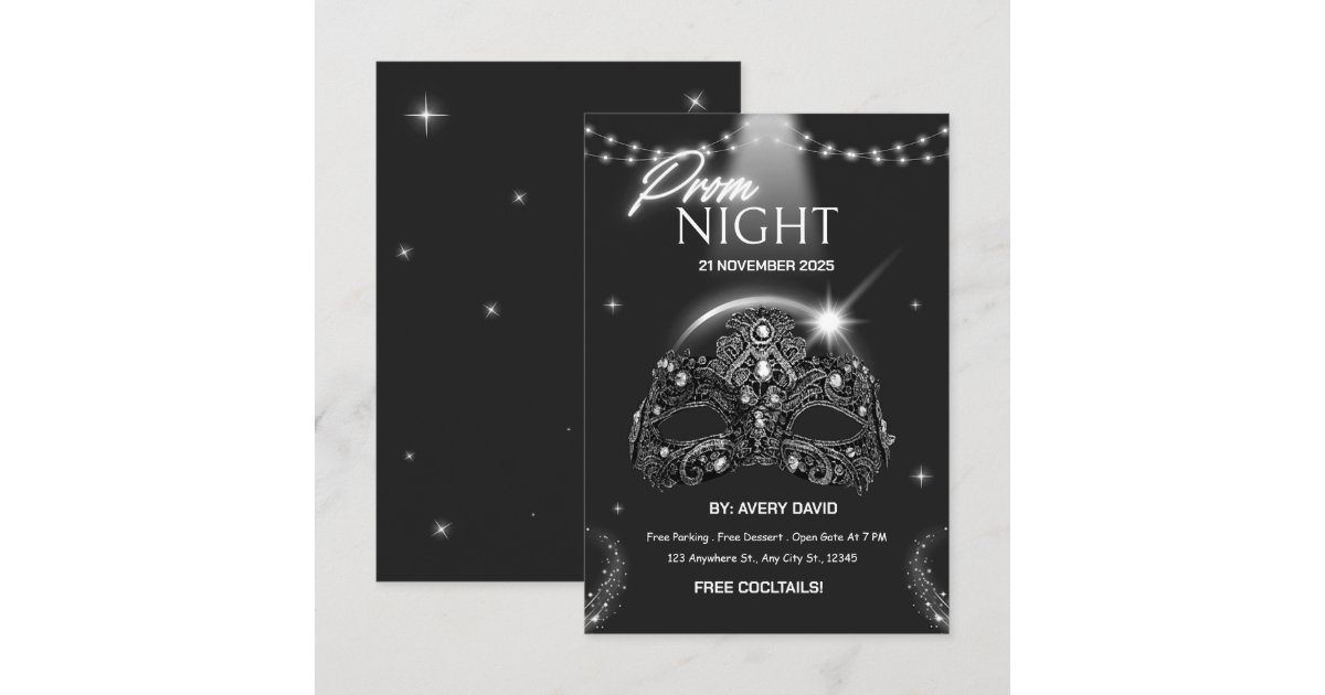 Modern Black and white Prom Night Invitation | Zazzle