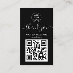 Modern Black and White QR code Order thank you Business Card | Zazzle
