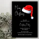 Modern Black and White Santa Hat Christmas Party Invitation | Zazzle