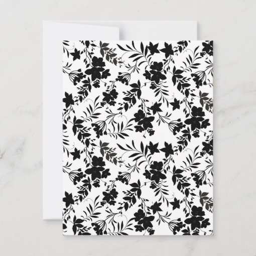 Modern Black and White Script Floral Blank Note Card | Zazzle