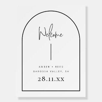 Modern Black and White Script Wedding Welcome Sign | Zazzle