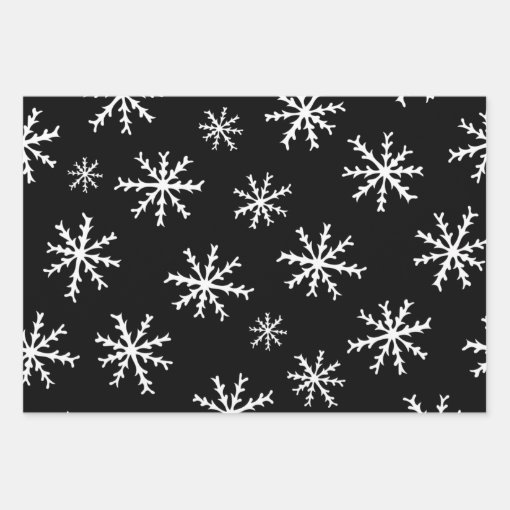 Modern Black and White Snowflakes Gift Wrapping Paper Sheets | Zazzle