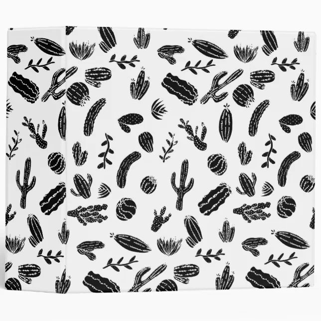 Modern Black and White Succulent Cactus Pattern Binder | Zazzle