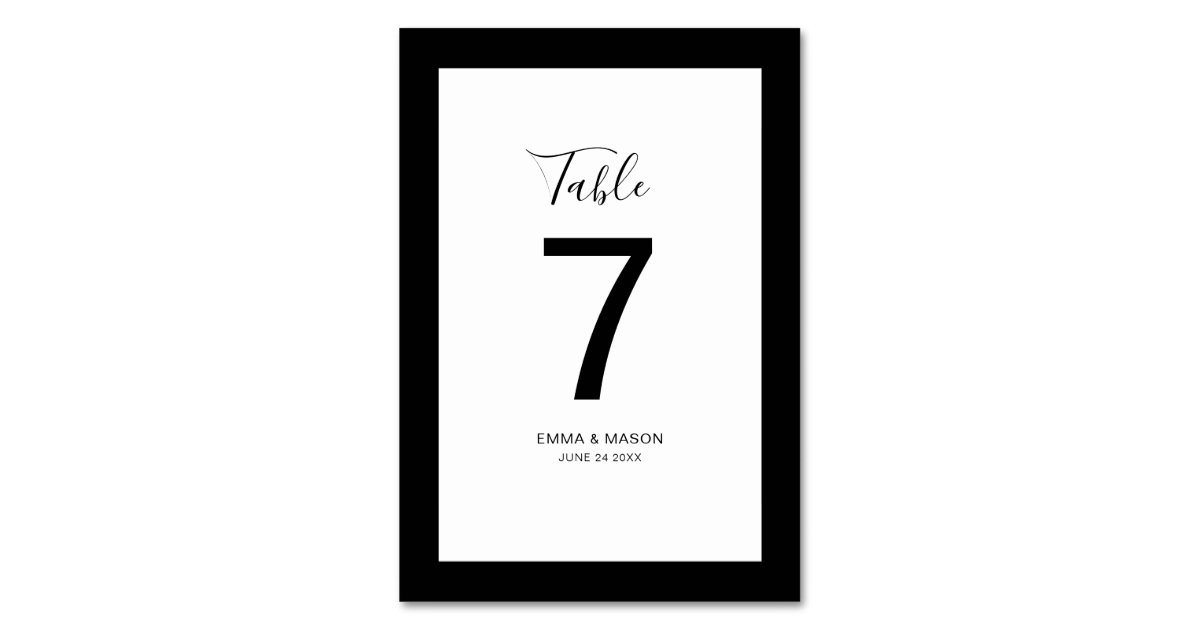 Modern Black and White Table Number | Zazzle