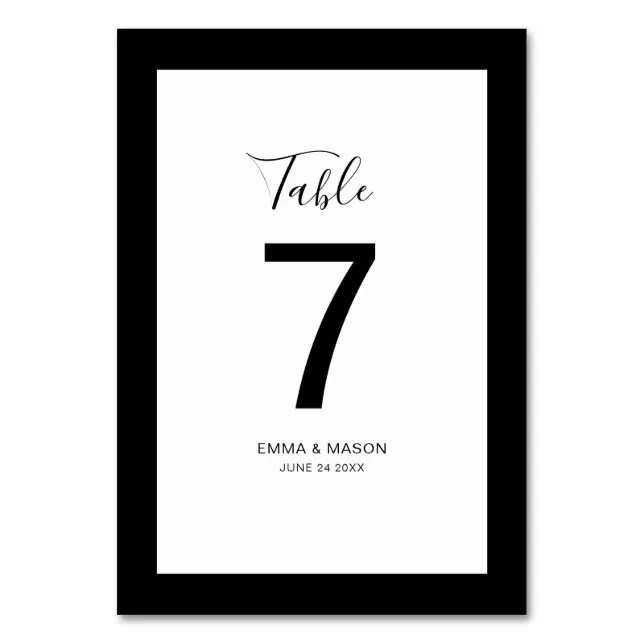Modern Black and White Table Number | Zazzle
