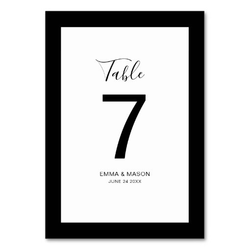 Modern Black and White Table Number | Zazzle