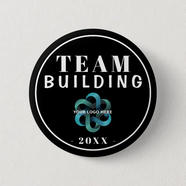 Modern Black and White Team Building Logo Button | Zazzle