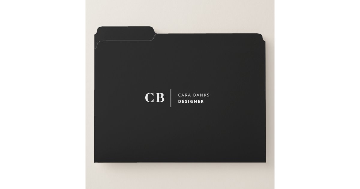 Modern Black and White Trendy Stylish Monogram File Folder | Zazzle