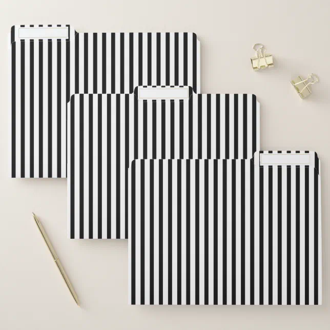 Modern black and white vertical stripes pattern file folder | Zazzle