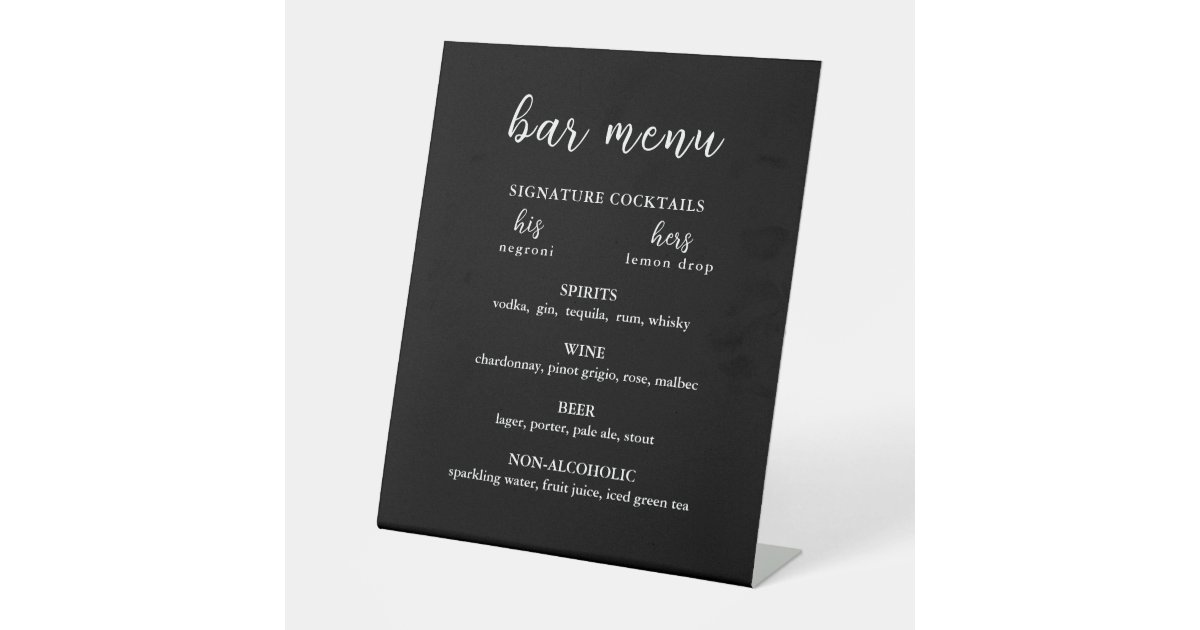 Modern Black and White Wedding Bar Sign | Zazzle
