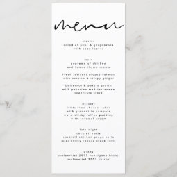 Modern Black and White Wedding Menu | Zazzle