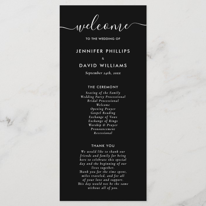 Modern Black and White Wedding Program | Zazzle.com