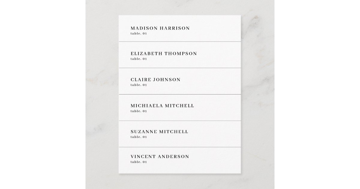 Modern Black and White Wedding Table Name Card DIY | Zazzle