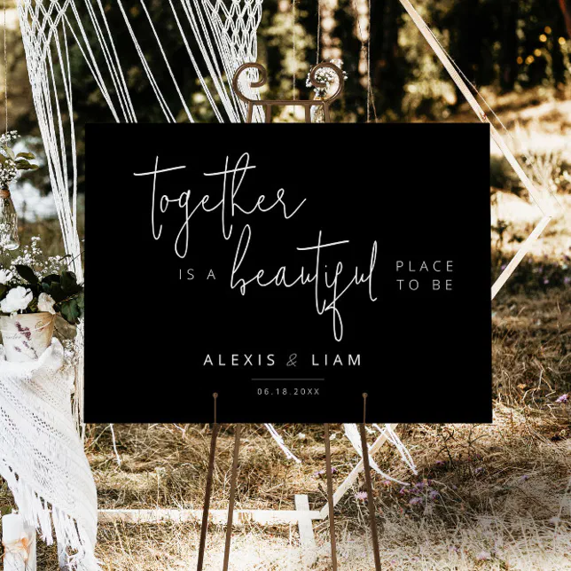 Modern Black and White Wedding Welcome Sign | Zazzle