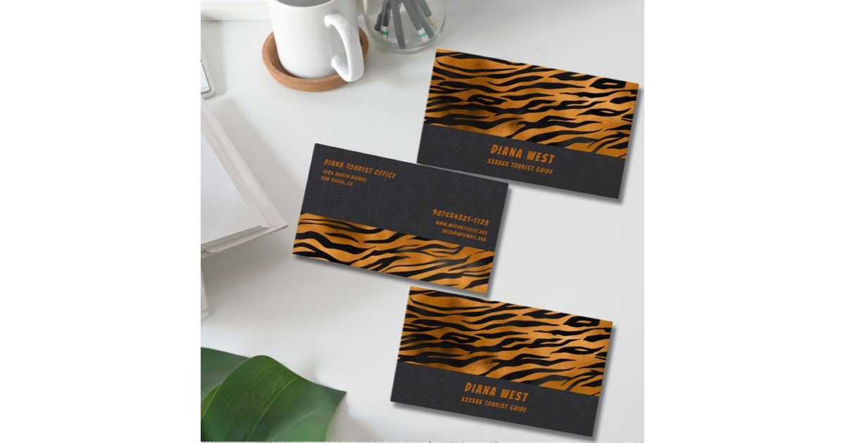 Modern Black Animal Print Business Card | Zazzle