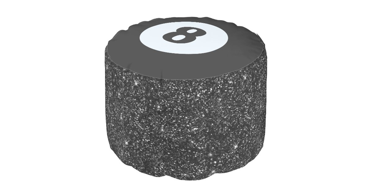 Modern Black Behind the Eight Ball Round Pouf | Zazzle