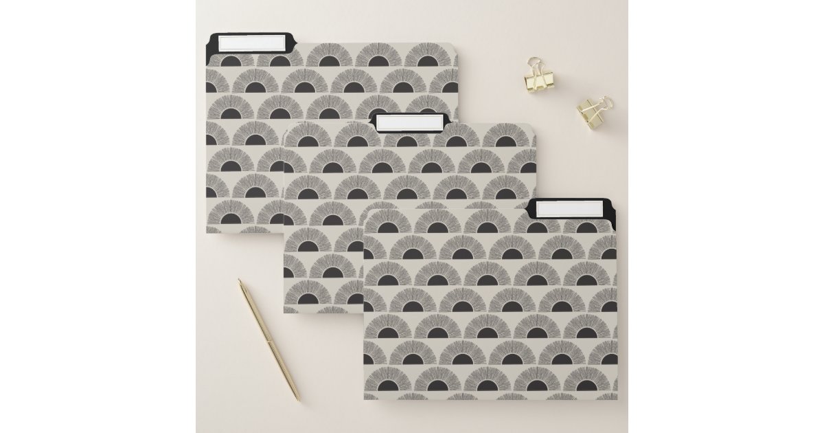 Modern Black & Beige Sunset Abstract Art Pattern File Folder | Zazzle
