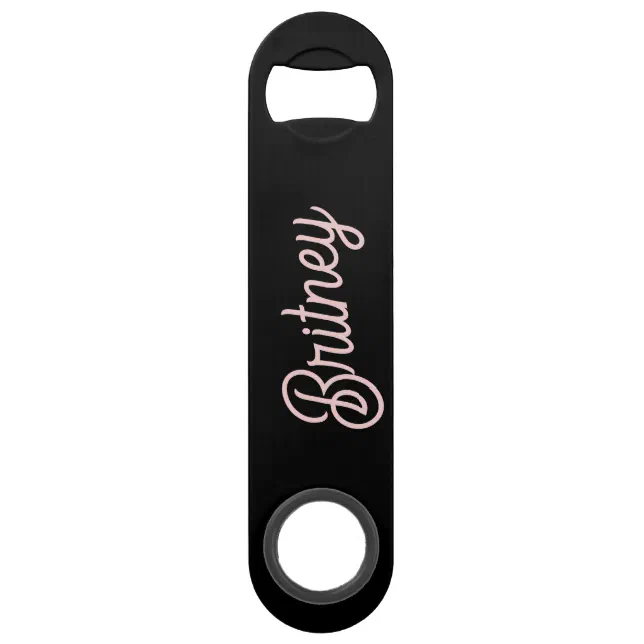 Modern Black Blush Dusty Pink Monogram and Name Bar Key | Zazzle
