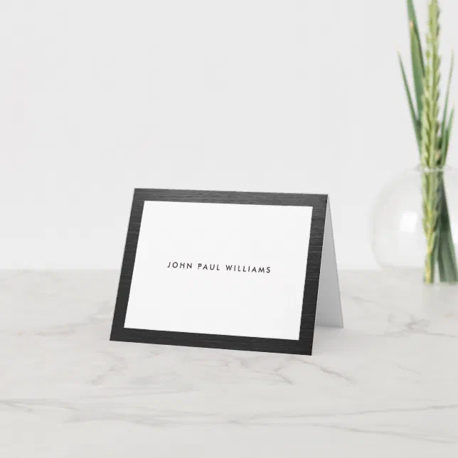 Modern Black Brushed Metal Elegant Stylish Classic Note Card | Zazzle
