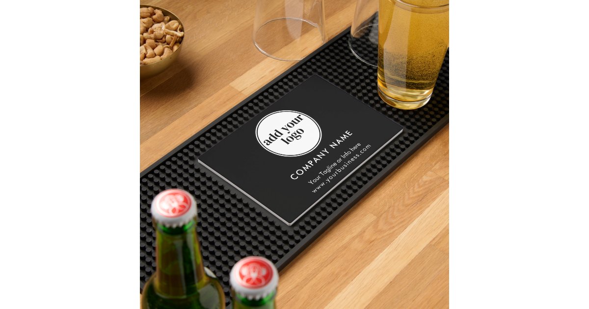 Modern Black Business Custom Company Logo Bar Mat | Zazzle