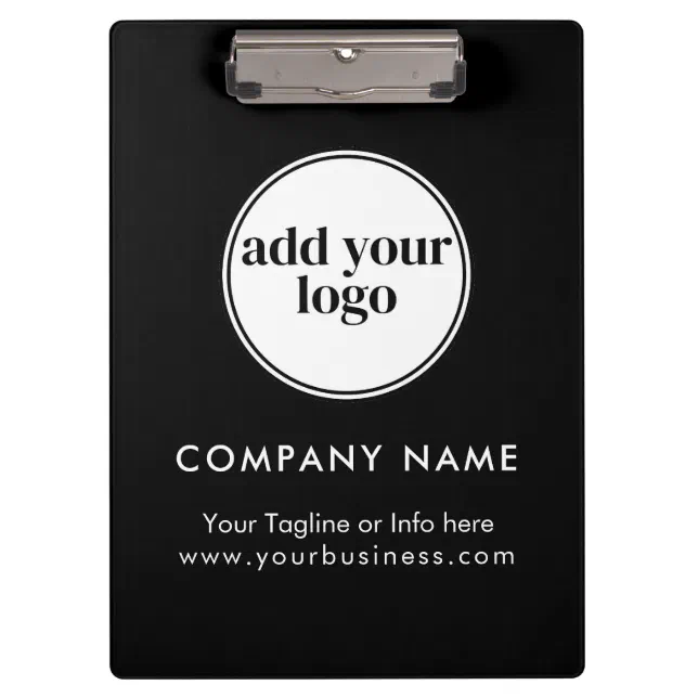 Modern Black Business Custom Company Logo Clipboard | Zazzle