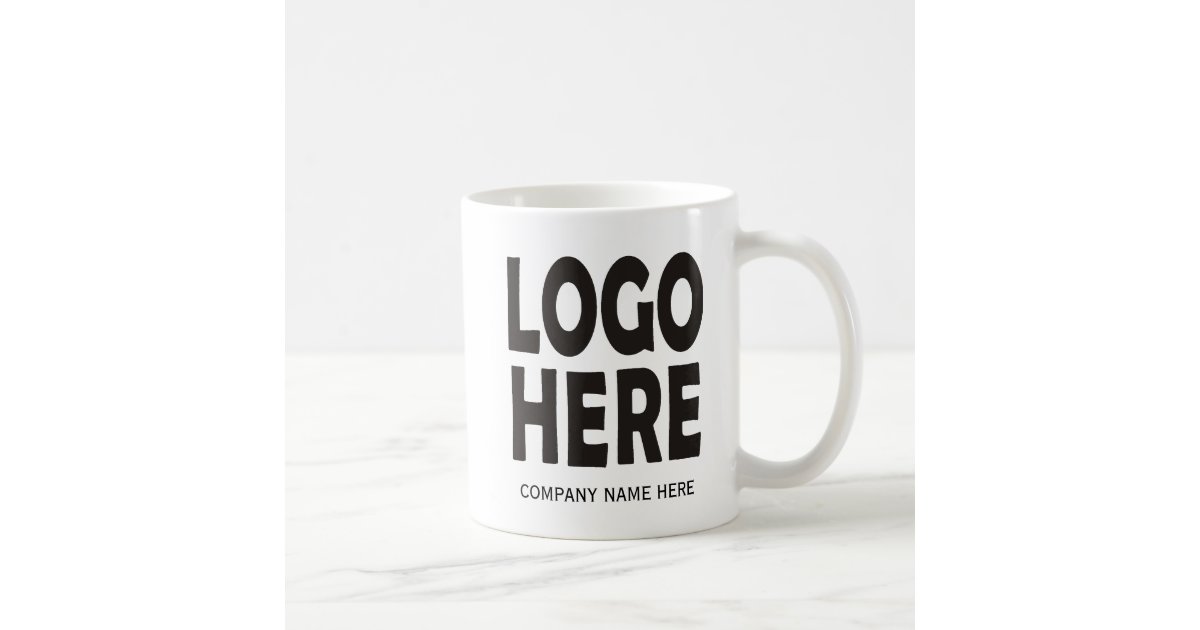 Modern black business custom logo promotional coffee mug | Zazzle