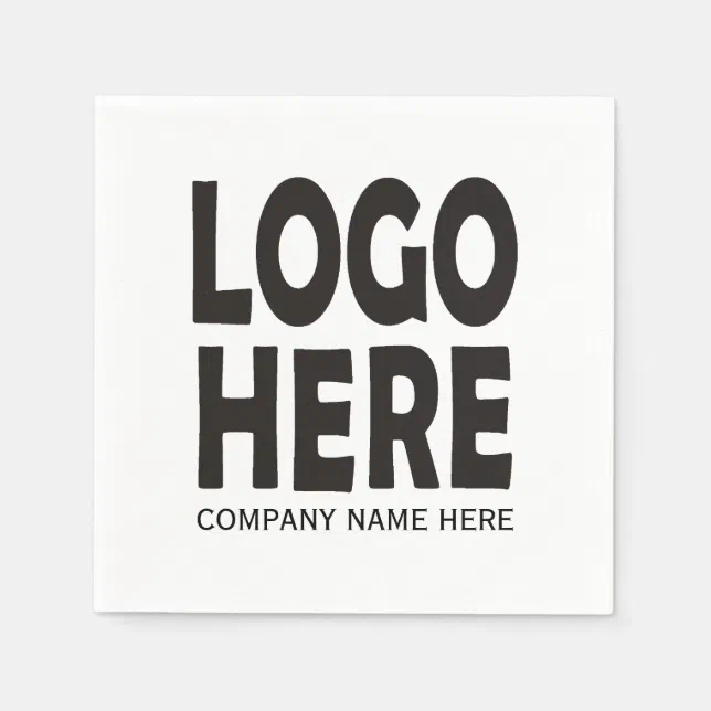 Modern black business custom logo promotional napkins | Zazzle