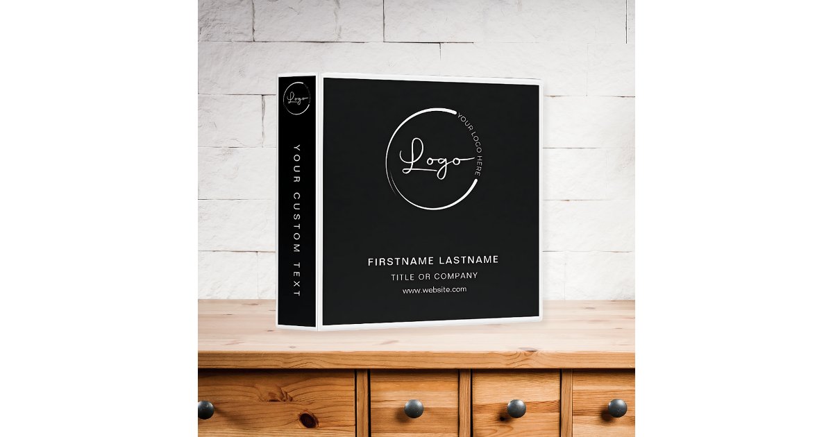 Modern Black Business Professional Logo Name 3 Ring Binder | Zazzle