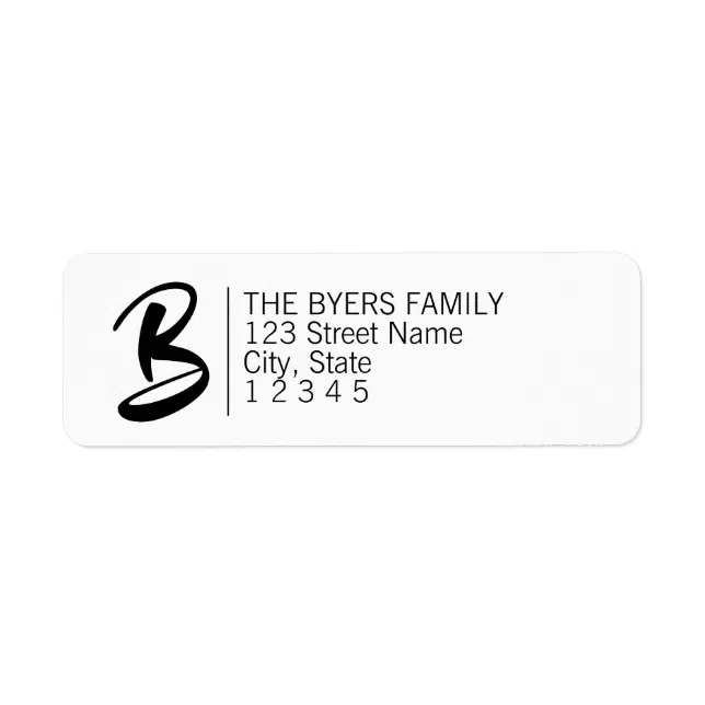 Modern Black Calligraphy Monogram Address Label | Zazzle