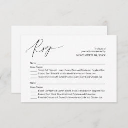 Modern Black Calligraphy ,Wedding RSVP Enclosure Card | Zazzle
