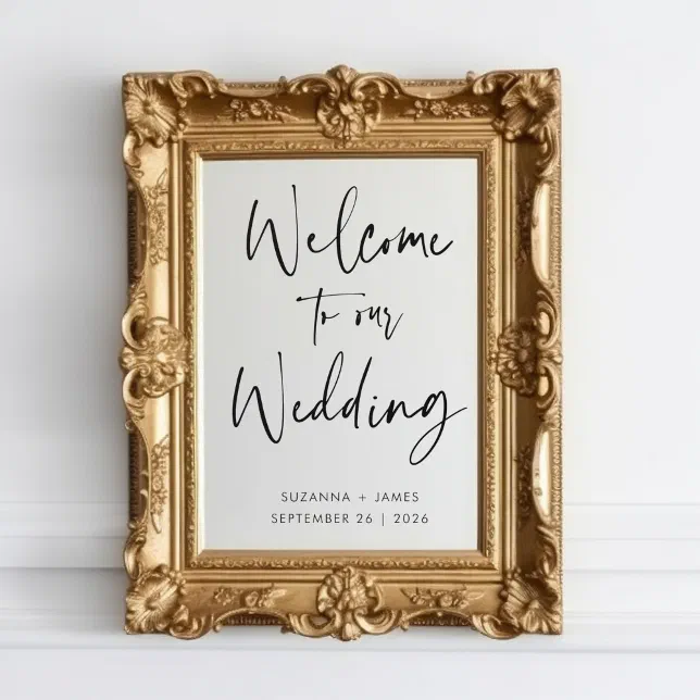 Modern Black Calligraphy Wedding Welcome Window Cling | Zazzle
