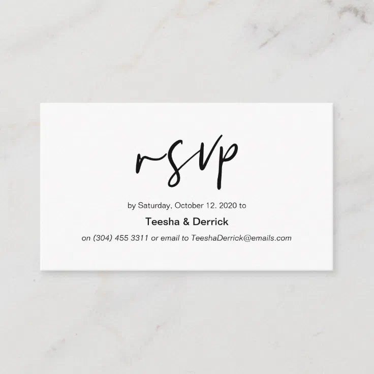 Modern black casual elegance font, Wedding RSVP Enclosure Card | Zazzle