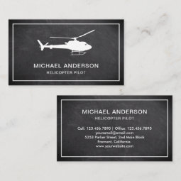 Modern Black Chalkboard Helicopter Pilot Business Card | Zazzle