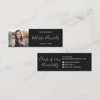 Modern black class of graduation photo name card | Zazzle