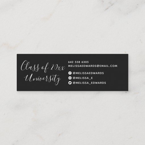 Modern black class of graduation photo name card | Zazzle