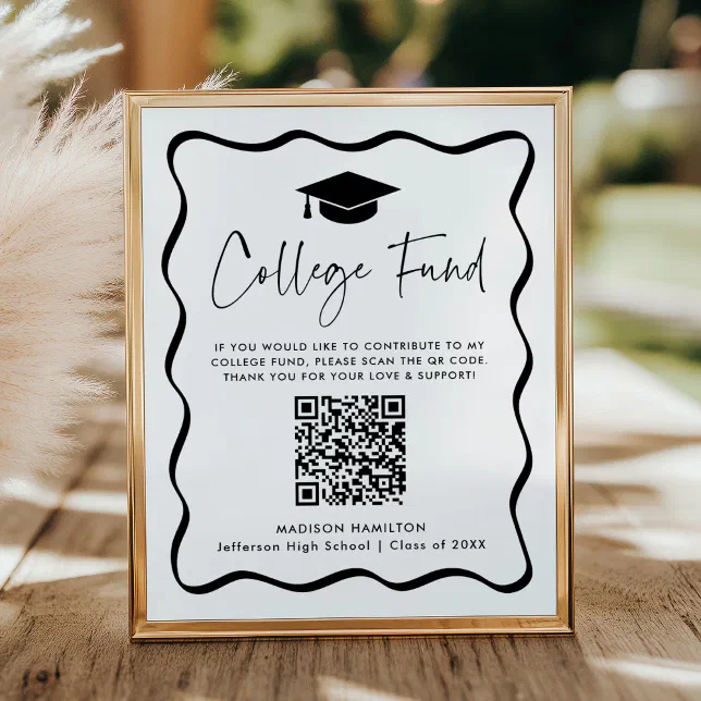 Modern Black College Fund Graduation QR Code Sign | Zazzle