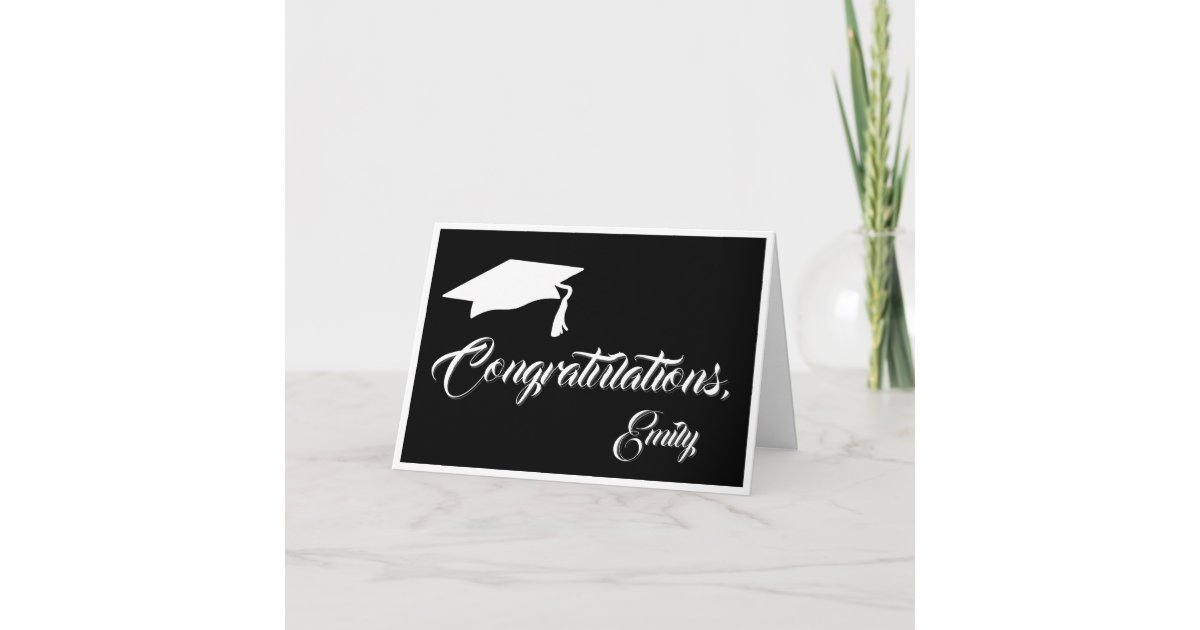 Modern Black Congratulations Script Graduation Card | Zazzle