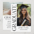 Modern Black Custom Graduate Photo Grad Party Invitation | Zazzle
