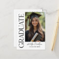 Modern Black Custom Graduate Photo Graduation Announcement Postcard ...
