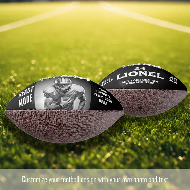 Modern Black Custom Name Text Photo Player Number Football | Zazzle