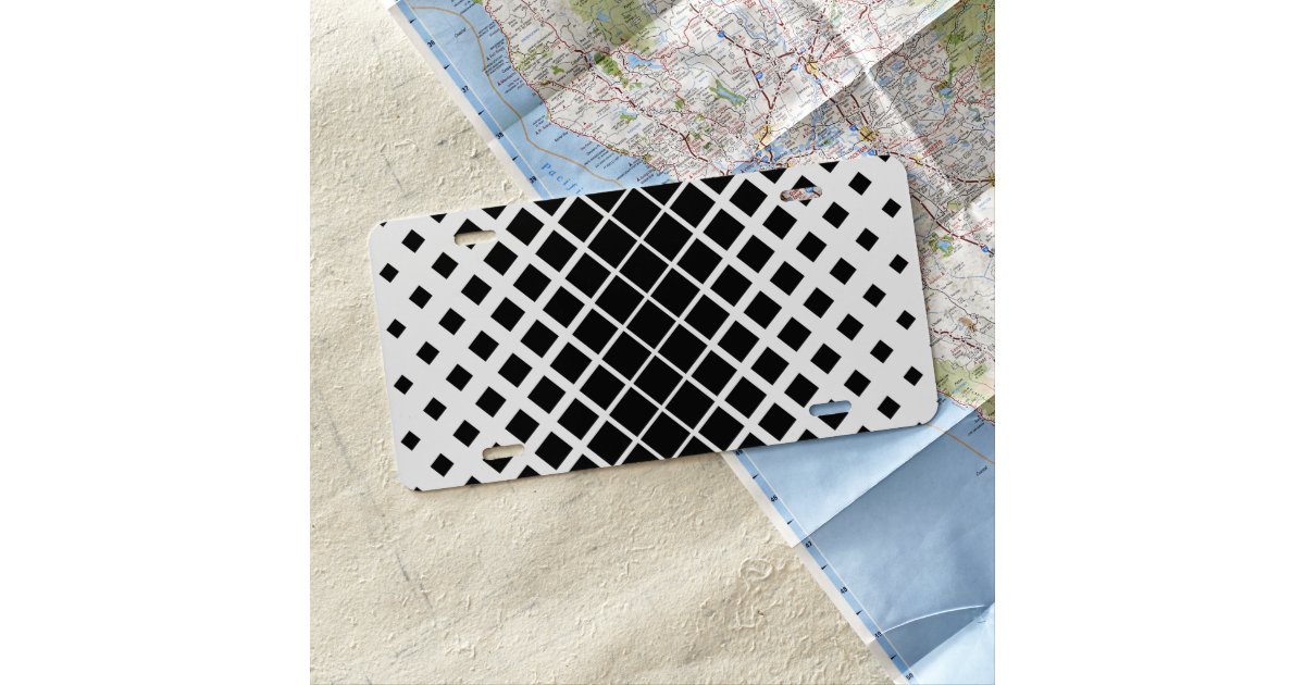 Modern Black Dissolving Square Block Pattern License Plate | Zazzle