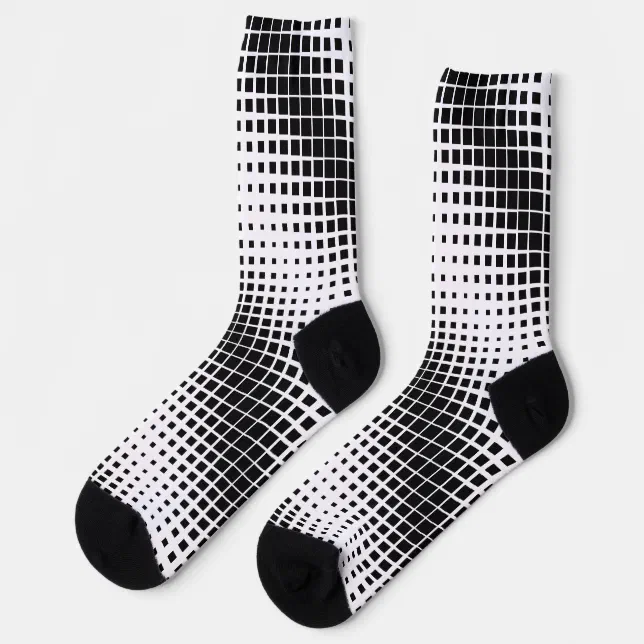 Modern Black Dissolving Square Block Pattern Socks | Zazzle