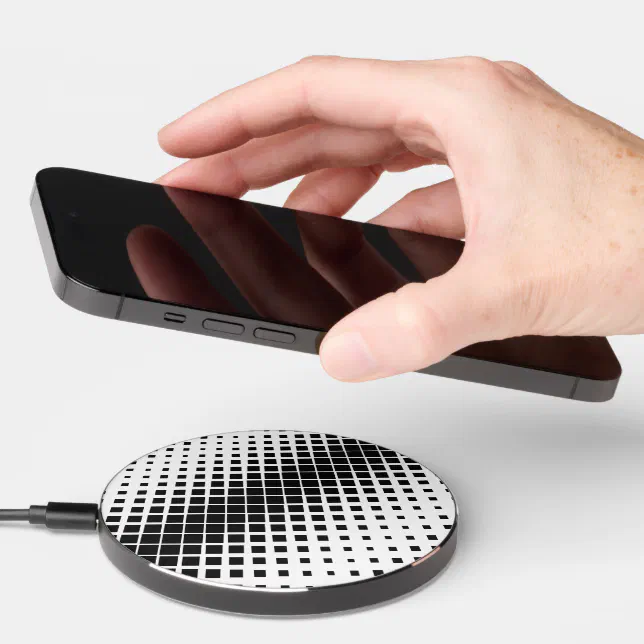 Modern Black Dissolving Square Block Pattern Wireless Charger | Zazzle