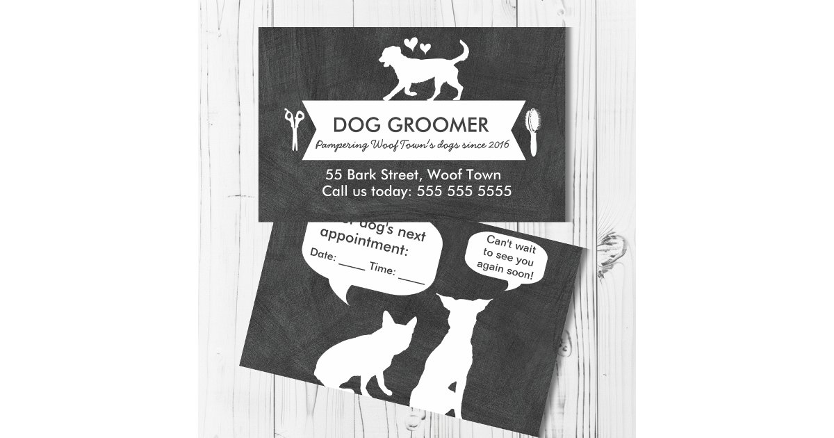 Modern Black Dog Grooming Appointment Card | Zazzle