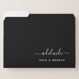 Modern Black Elegant Hair Stylist Makeup Artist File Folder | Zazzle