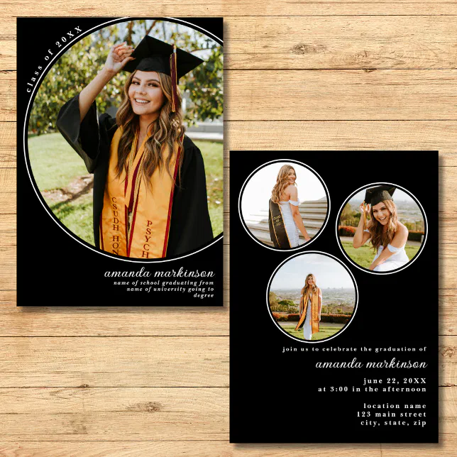 Modern Black Elegant Photo Graduation Announcement | Zazzle