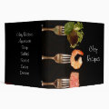 Modern Black Food on Forks Chef/Cook Recipe 3 Ring Binder | Zazzle